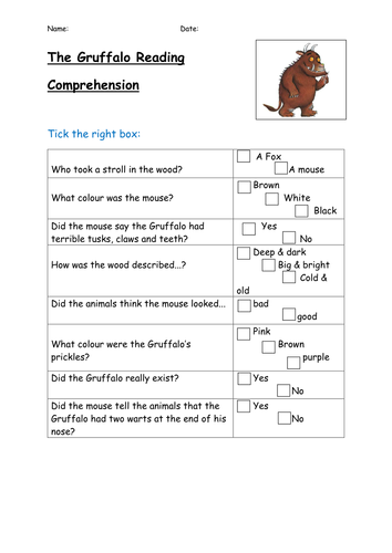 Julia Donaldson Reading Comprehension | Teaching Resources