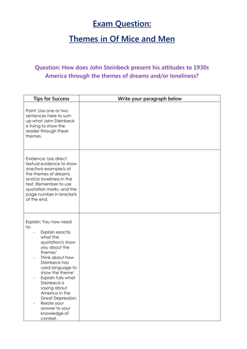 Of Mice and Men - The Themes of Dreams and Loneliness | Teaching Resources