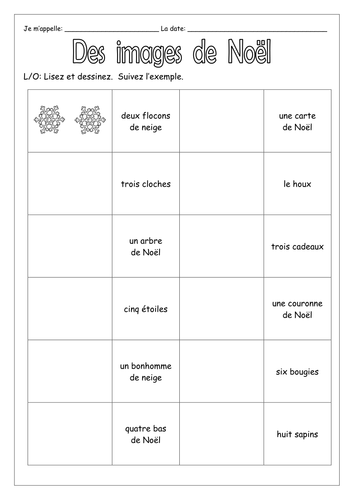 FRENCH - CHRISTMAS - Des Images de Noël - Worksheets | Teaching Resources