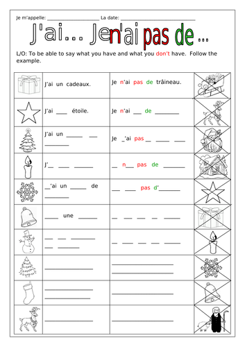 FRENCH - CHRISTMAS - Des Images de Noël - Worksheets | Teaching Resources