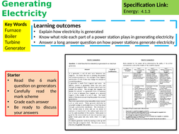 AQA GCSE Physics (Science) Generating Electricity Lesson | Teaching ...