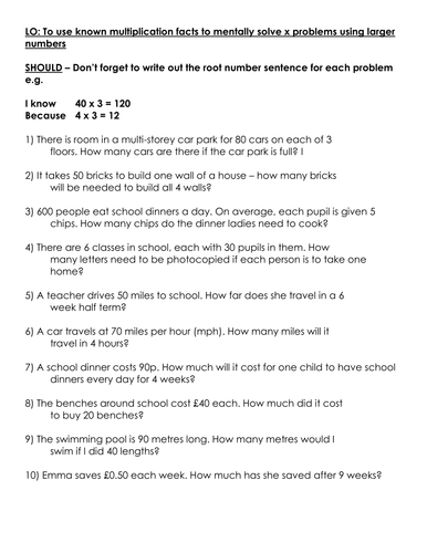 Teaching Written Methods of Multiplication - Year 3 Whole Unit inc ...