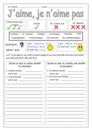 FRENCH - School Subjects and Opinions - Worksheets | Teaching Resources