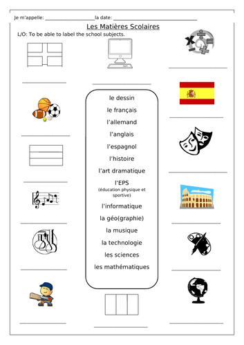 FRENCH - School Subjects and Opinions - Worksheets | Teaching Resources