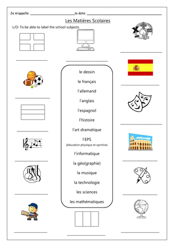 FRENCH - School Subjects and Opinions - Worksheets | Teaching Resources