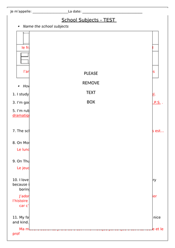 FRENCH - School Subjects and Opinions - Worksheets | Teaching Resources
