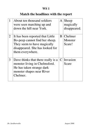 Headlines / Newspapers - Plans, presentation, worksheets | Teaching ...