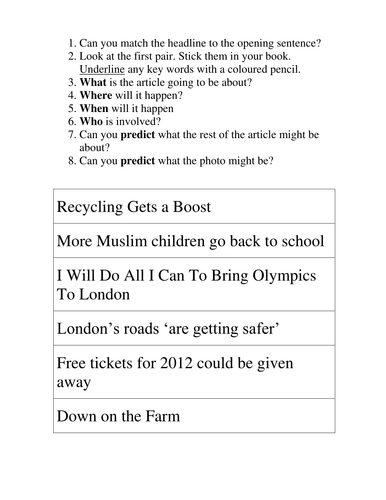 Headlines / Newspapers - Plans, presentation, worksheets | Teaching ...