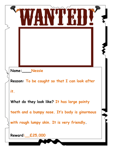 Character Profile in style of a Wanted poster. | Teaching Resources