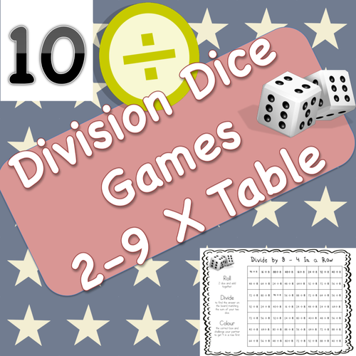 10 Division Dice Games and 1 Bonus Multiplication Game | Teaching Resources