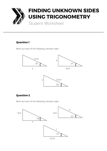 Finding Unknown Sides Using Trigonometry - Complete Lesson | Teaching ...