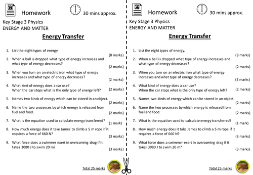 L02 Energy Transfer ENERGY AND MATTER | Teaching Resources