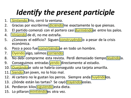 Spanish present participles - identifying and translating | Teaching ...