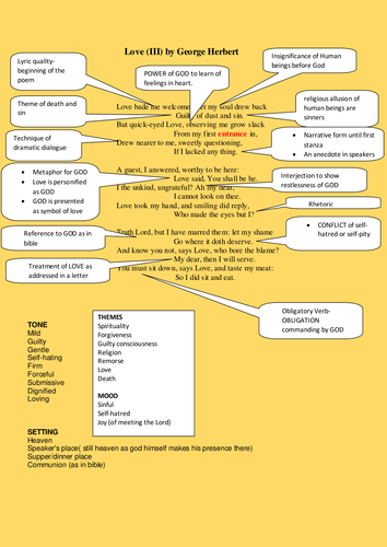Love III by George Herbert | Teaching Resources