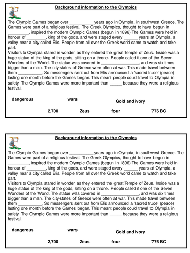 Ancient Greece Olympics and Entertainment | Teaching Resources