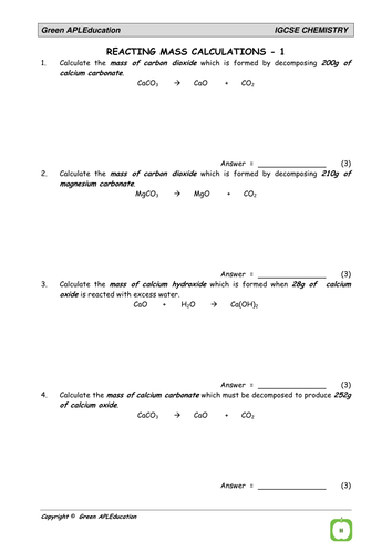 IGCSE Chemistry Questions Package by greenAPL - UK Teaching Resources - TES