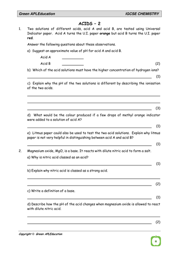 IGCSE Chemistry Questions Package | Teaching Resources IGCSE Chemistry Questions Package | Teaching Resources