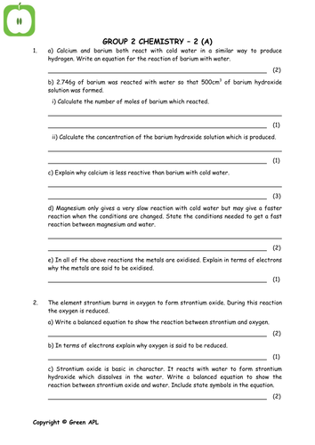 A Level Chemistry Year 1 Package | Teaching Resources
