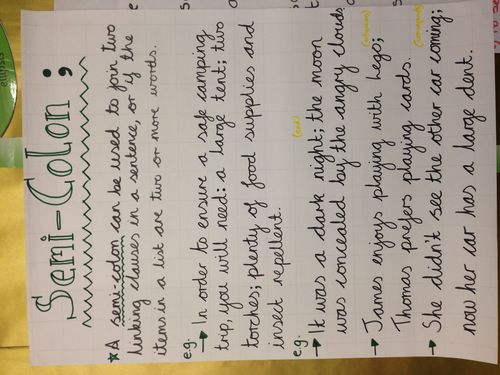 Grammar- Colons and Semi-Colons Yr 5/6 | Teaching Resources