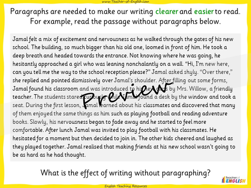 Writing Using Paragraphs | Teaching Resources