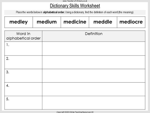 Dictionary Skills - Year 5 and 6 | Teaching Resources