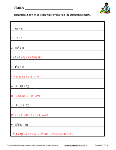 Order of Operations 8 Page Study and Practice Guide; Aligned with NCCS ...