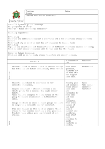 Energy Resources Renewable Energy Debate | Teaching Resources