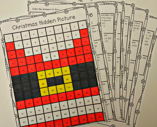 Christmas Hundred Chart Hidden Picture for 4th Grade | Teaching Resources