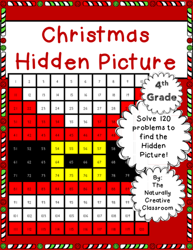 Christmas Hundred Chart Hidden Picture for 4th Grade | Teaching Resources