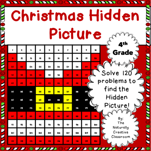 Christmas Hundred Chart Hidden Picture for 4th Grade | Teaching Resources