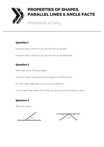 Properties of Shapes, Parallel Lines & Angle Facts - Complete Unit of ...