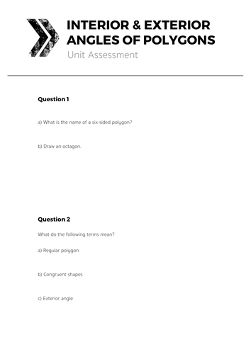 Interior & Exterior Angles of Polygons - Complete Unit of Work ...