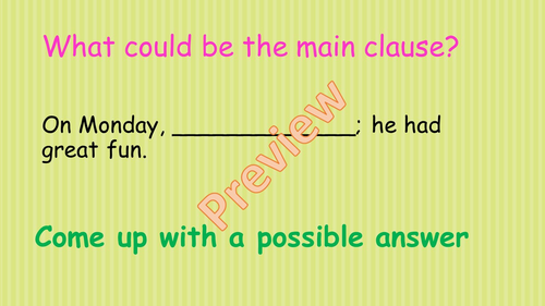 Yr 5 and 6 New Curriculum English Main and Subordinate Clauses ...