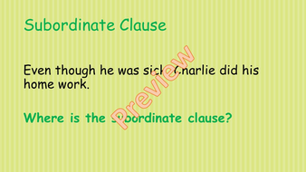Yr 5 and 6 New Curriculum English Main and Subordinate Clauses ...