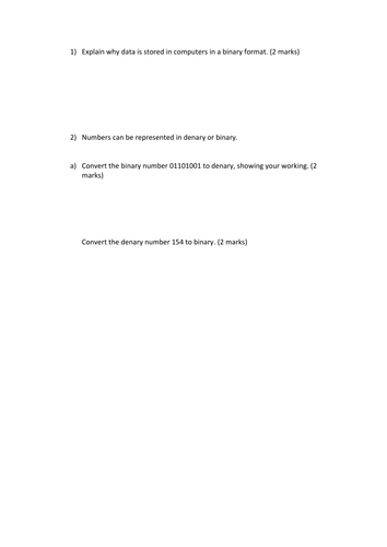 Binary to denary and denary to binary conversion | Teaching Resources Binary to denary and denary to binary conversion | Teaching Resources