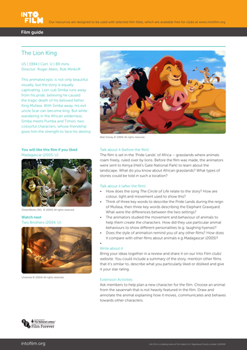 The Lion King Film Guide | Teaching Resources