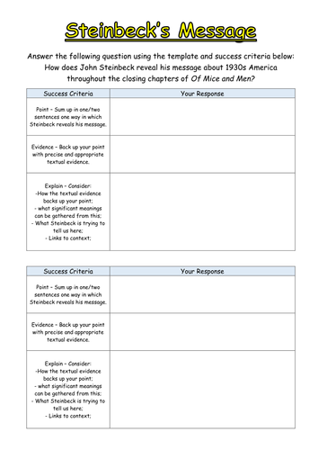 Of Mice and Men: Steinbeck's Message | Teaching Resources