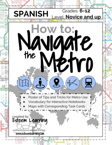 Poster, Map & Task Cards for the Metro / Subway - Spanish Travel Lesson ...