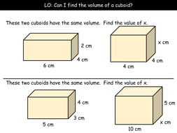 Volume of a Cuboid (Grade D) | Teaching Resources