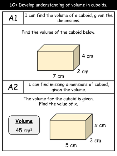 Volume of a Cuboid (Grade D) | Teaching Resources