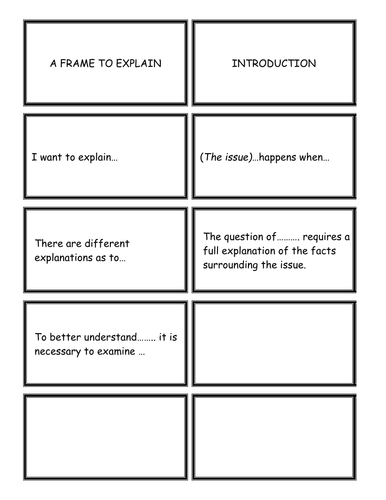 Literacy: A Writing Frame To Explain | Teaching Resources