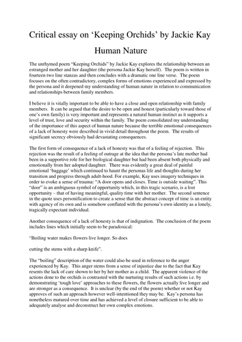 5x essays Jackie Kay's poems Keeping Orchids, Lucozade, Gap Year ...