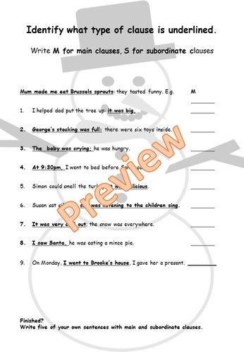 English Christmas Main and Subordinate Clauses (PowerPoint and ...