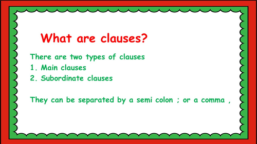 English Christmas Main and Subordinate Clauses (PowerPoint and ...