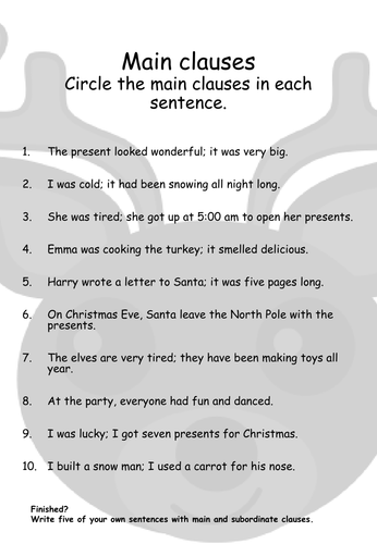 English Christmas Main and Subordinate Clauses (PowerPoint and ...