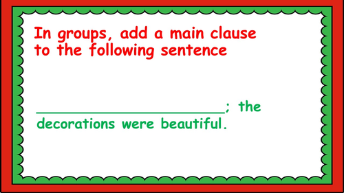 English Christmas Main and Subordinate Clauses (PowerPoint and ...