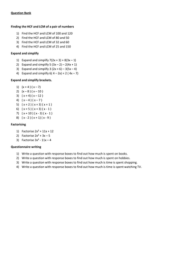 A collection of mixed GCSE type question worksheets | Teaching Resources