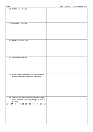 A collection of mixed GCSE type question worksheets | Teaching Resources