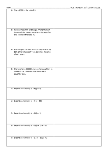 A collection of mixed GCSE type question worksheets | Teaching Resources