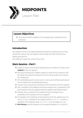 Midpoints - Complete Lesson | Teaching Resources